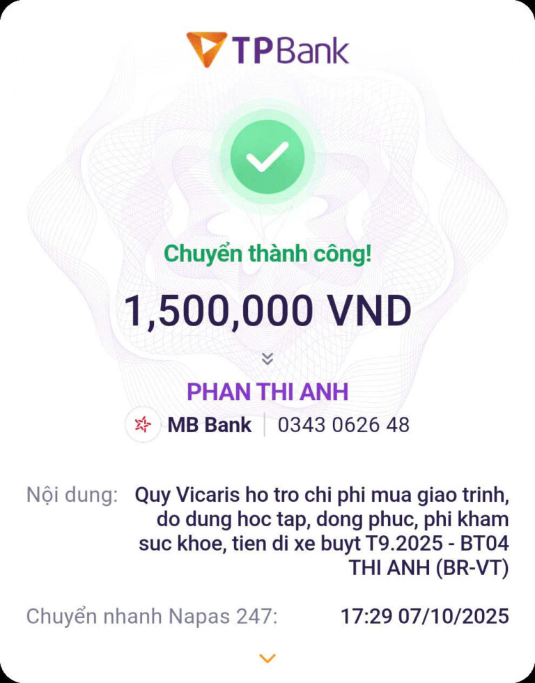 Quỹ Vicaris gieo hạt hiểu thương tháng 9.2025 | Vicaris.com.vn - Gieo ...